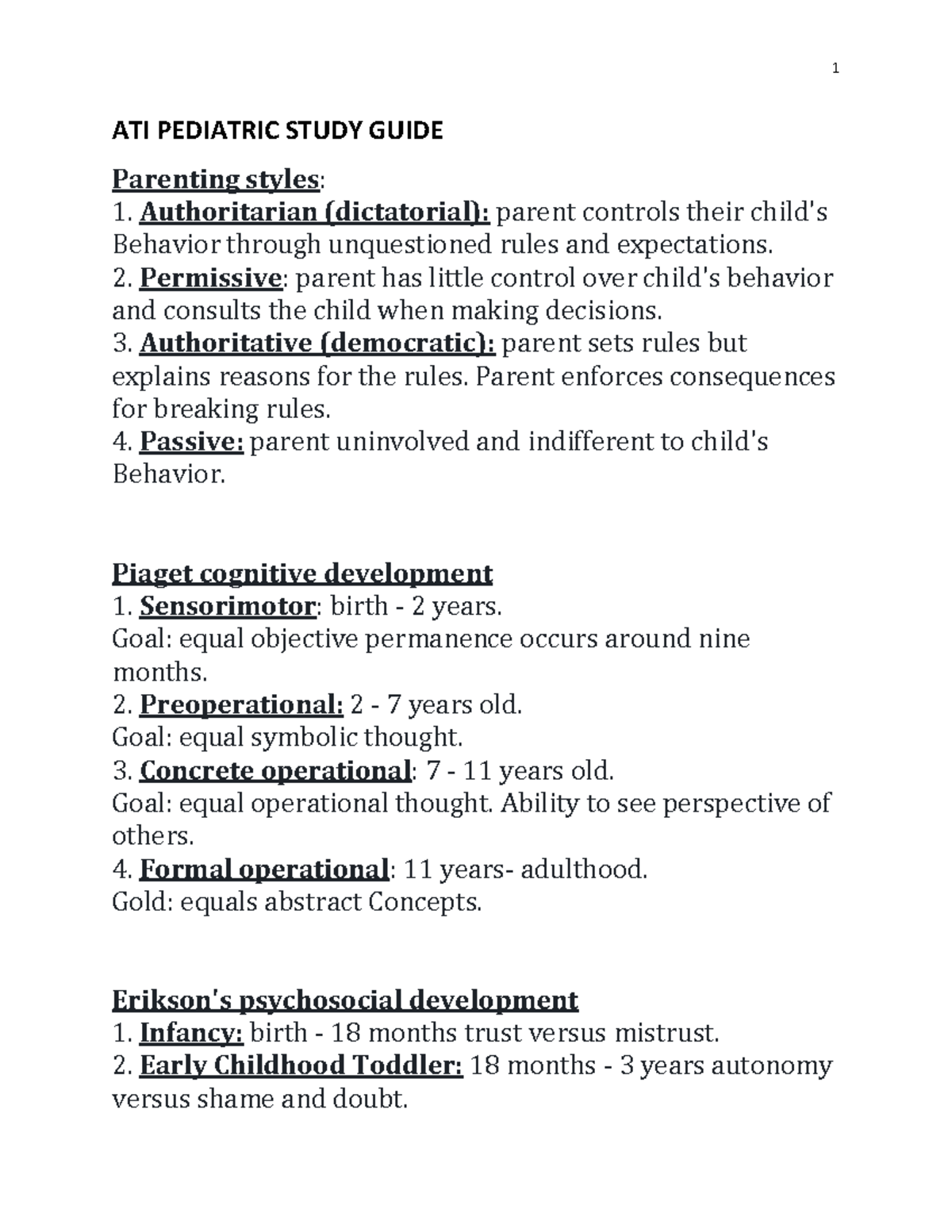 ATI PEDS-3 Study Guide: Parenting Styles & Child Development Insights ...