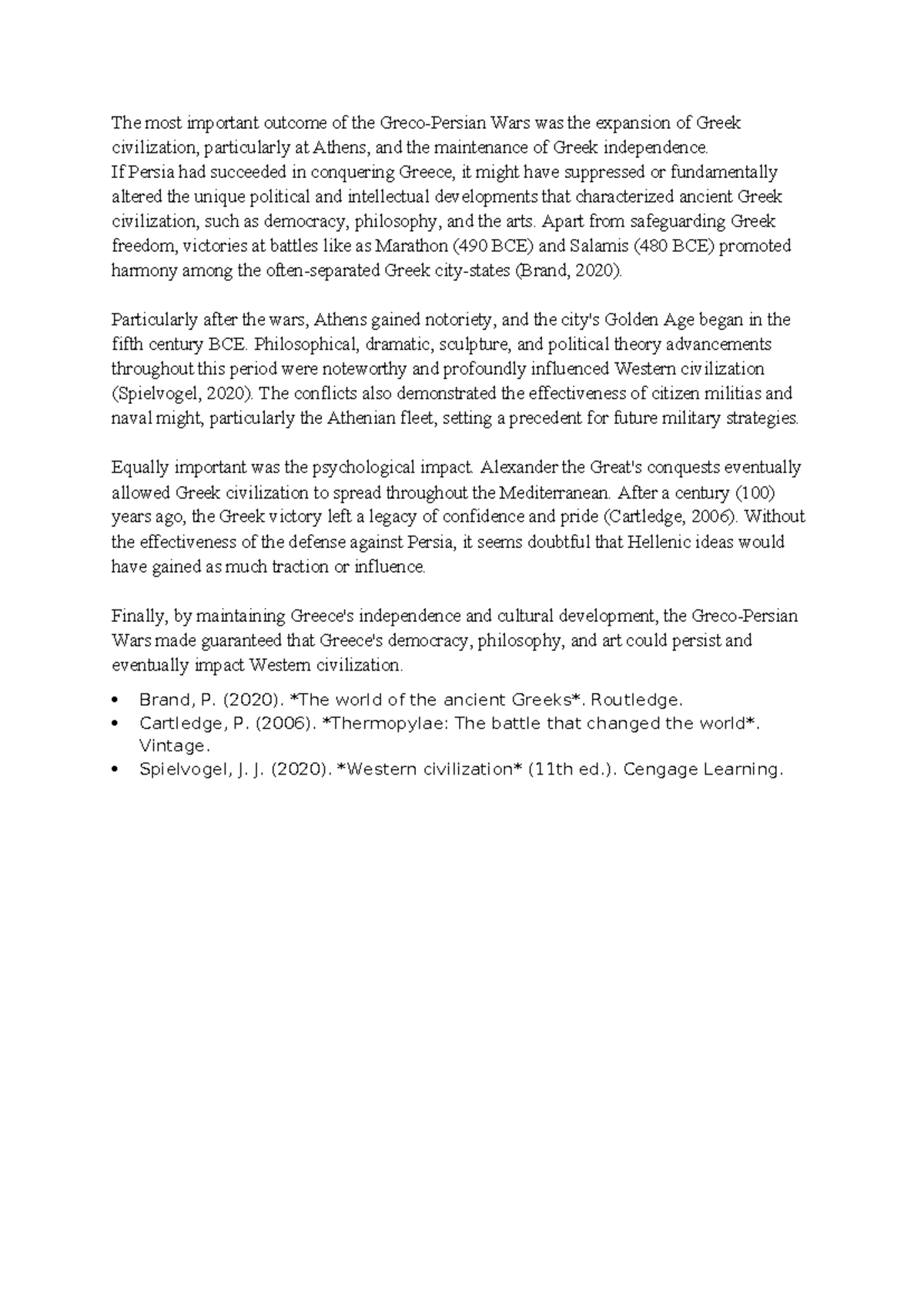 Discussion Unit 3: Impact of the Persian Wars on Greek Civilization ...