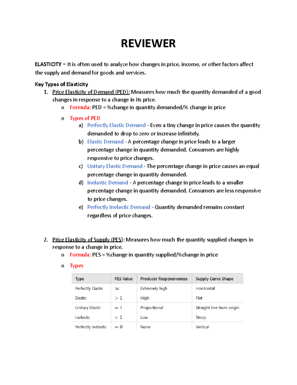 Reviewer - .... - REVIEWER ELASTICITY - It is often used to analyze how ...