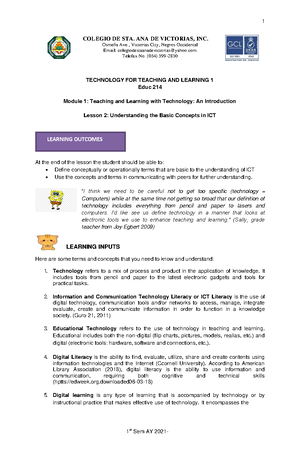 Module 3 - Lesson-1-Non-digital-and-Digital-tools - 1 TECHNOLOGY FOR ...