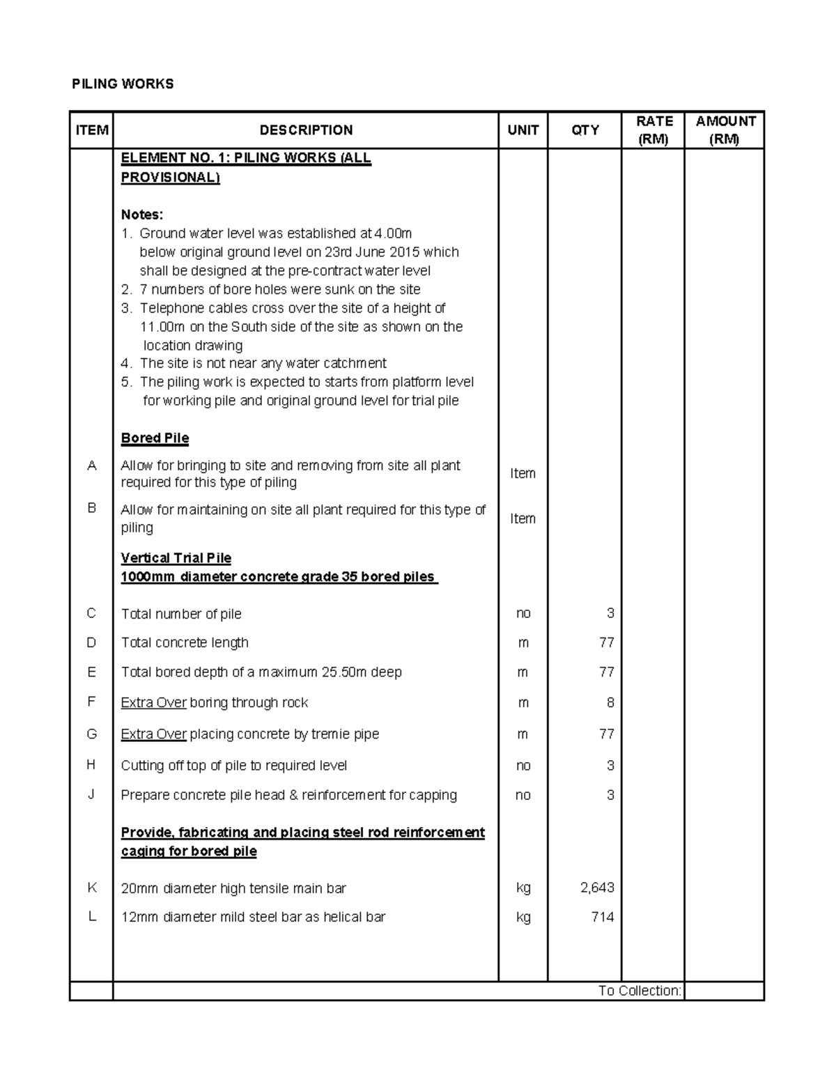 Billing Bored Pile Measurement - Detailed Assessment Notes - Studocu