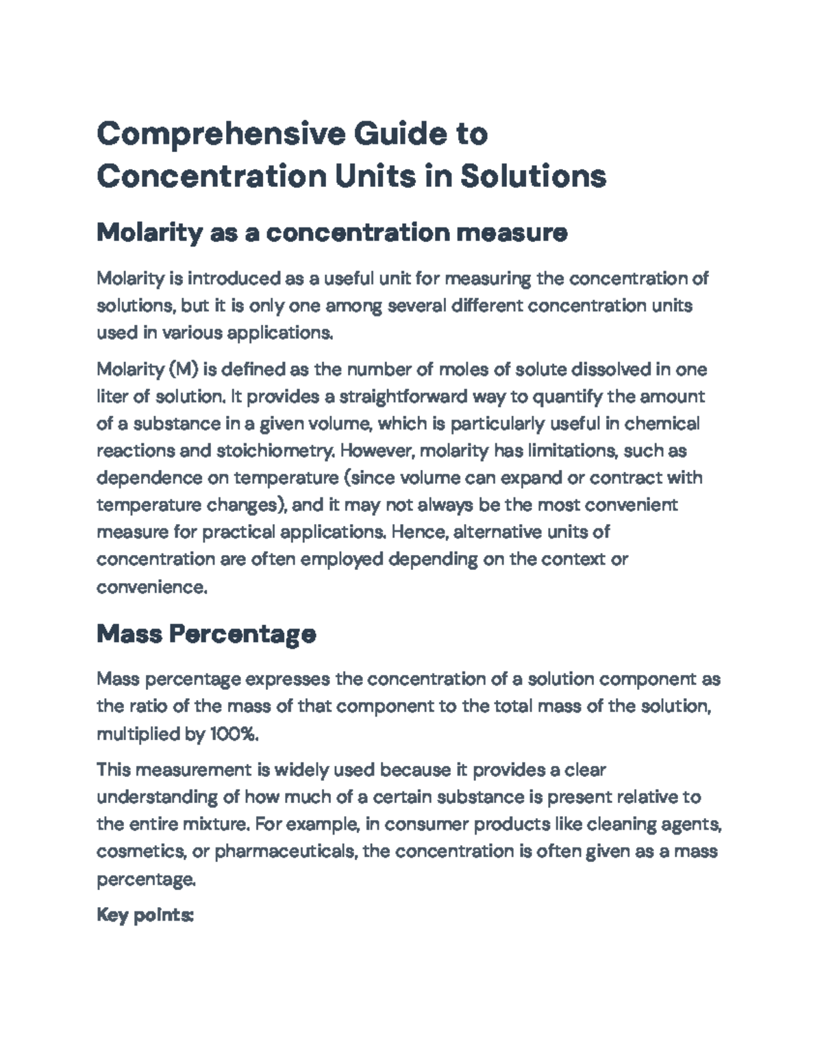 Comprehensive Guide to Concentration Units in Solutions (Chem 101 ...