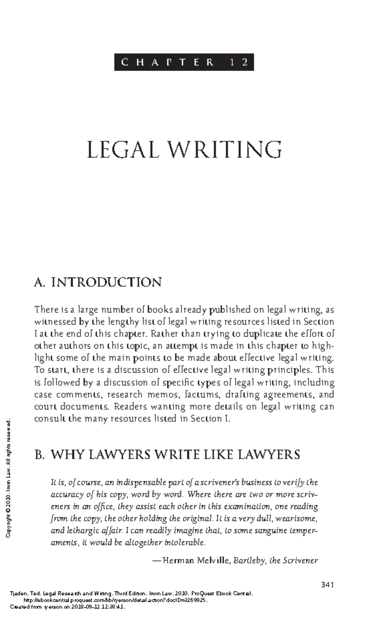 Legal Research and Writing, Third Edition - ( Chapter 12 Legal Writing ...