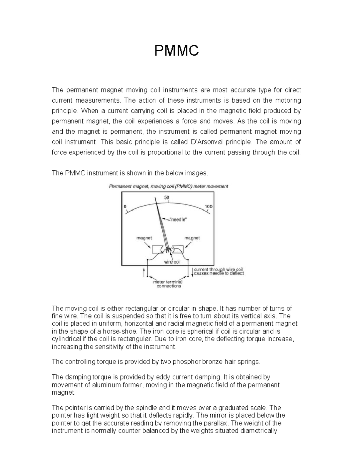 PMMC Instruments: Principles, Advantages, and Disadvantages Explained ...