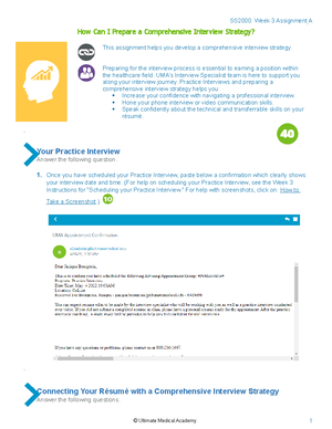 [Solved] Over the last four weeks at UMA youve been developing important - Career Success ...