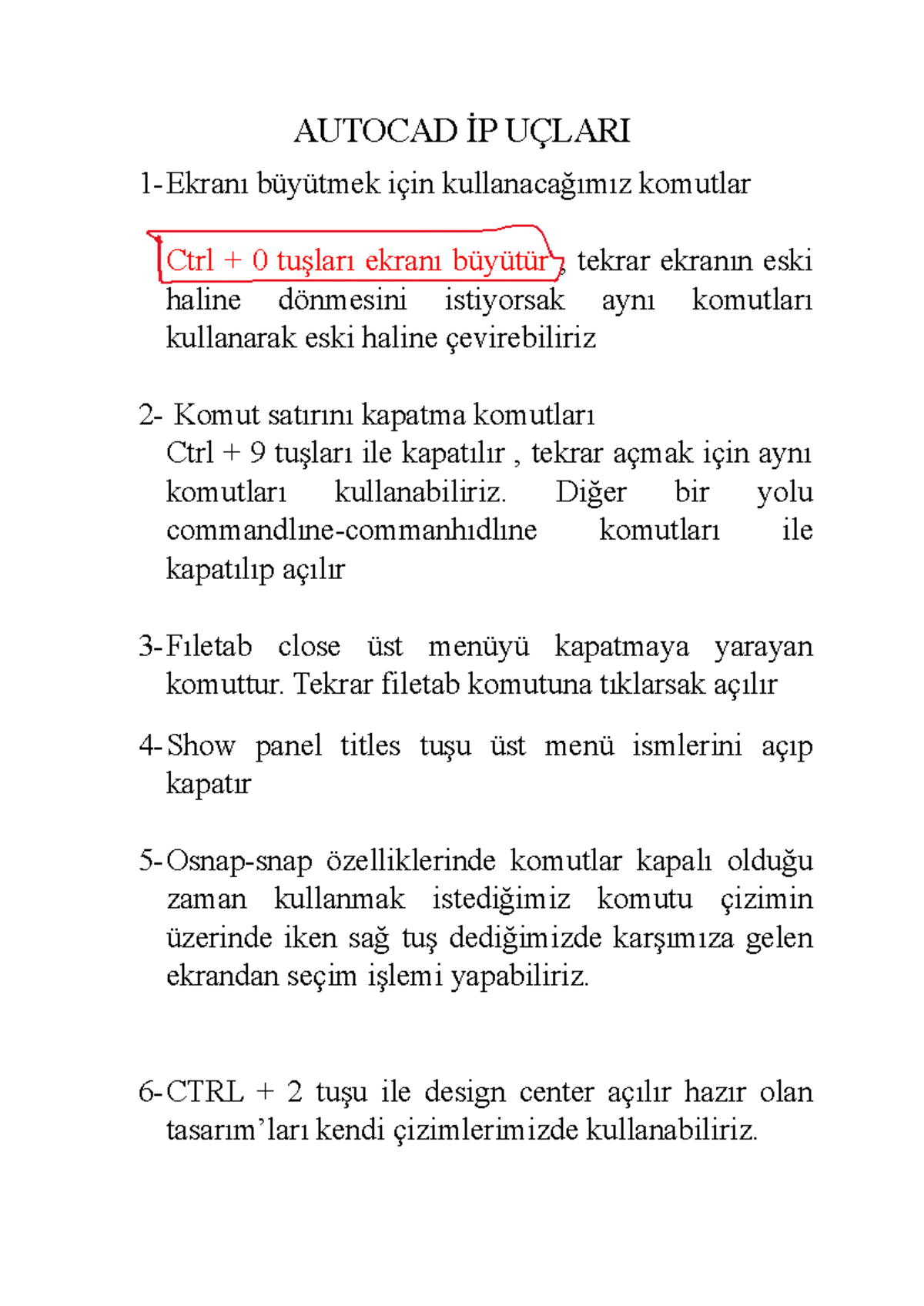 Autocad IP Uclari - AUTOCAD İP UÇLARI 1-Ekranı büyütmek için ...