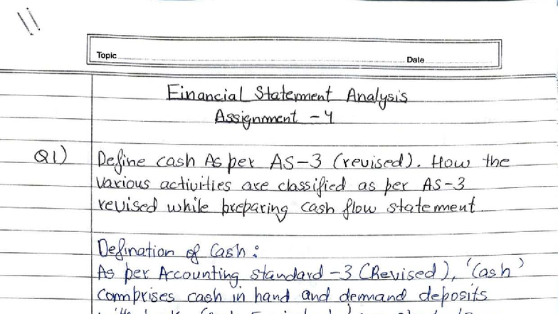Financial Statement Analysis Assignment (ECO) - Cash Flow Classification - Studocu