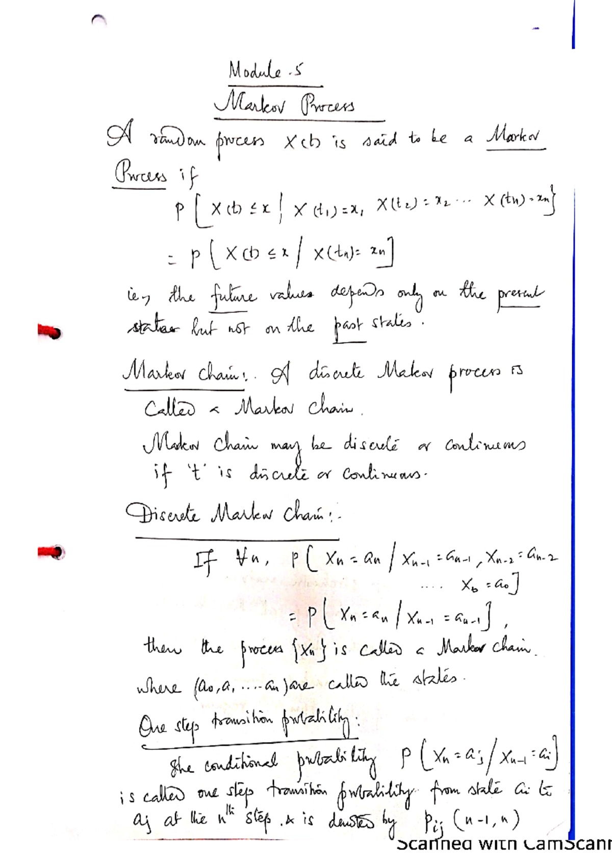 Unit 5 Handwritten Notes on Markov Chains - PQT - Studocu