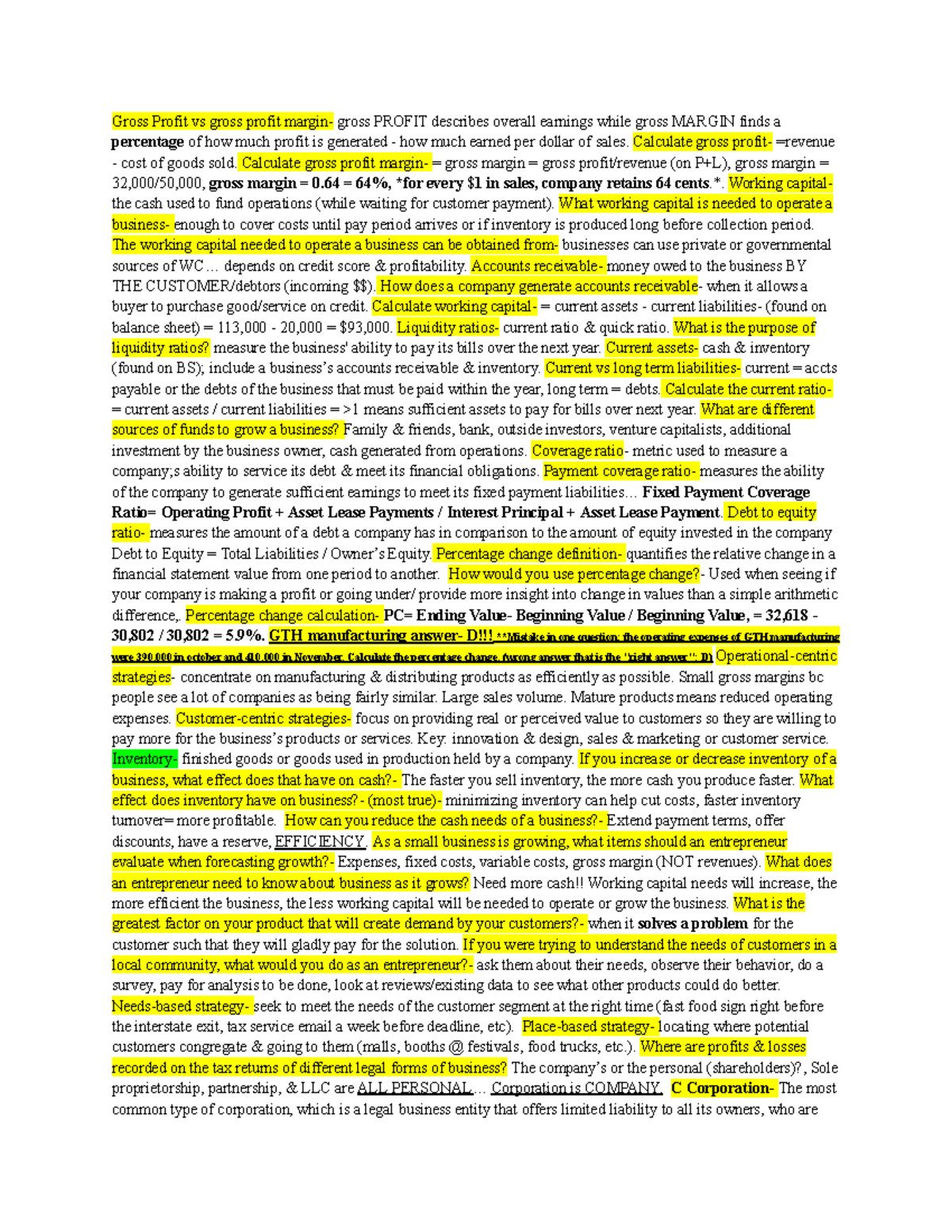 ENTR 101 Study Guide: Understanding Profit, Capital, and Business ...