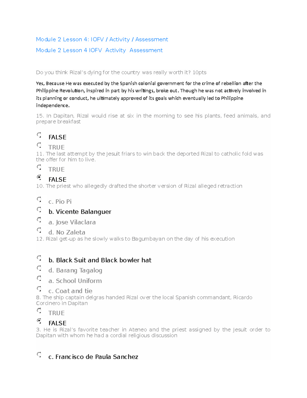 Module 2 Lesson 4 IOFV Activity Assessment Overview and Questions - Studocu