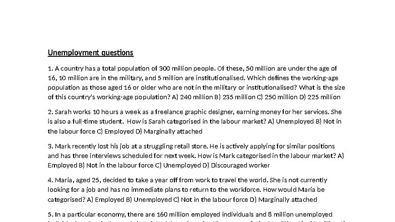 Unemployment Questions: Understanding Labor Market Categories and Rates ...