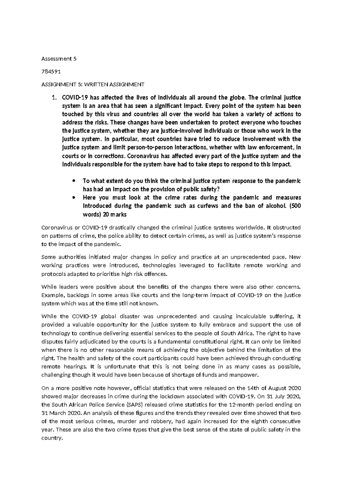 Assessment 5 - sjd1501 - Assessment 5 784591 ASSIGNMENT 5: WRITTEN ...