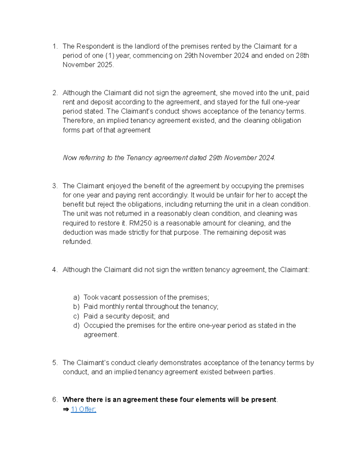 Tenancy Dispute Analysis for Security Deposit (F-17-11) - Studocu