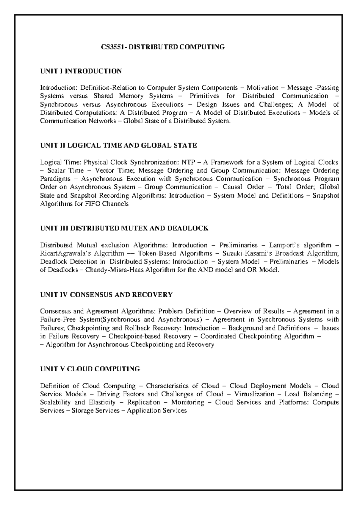 CS3551 - Distributed Computing: Comprehensive Overview of Concepts and Models - Studocu