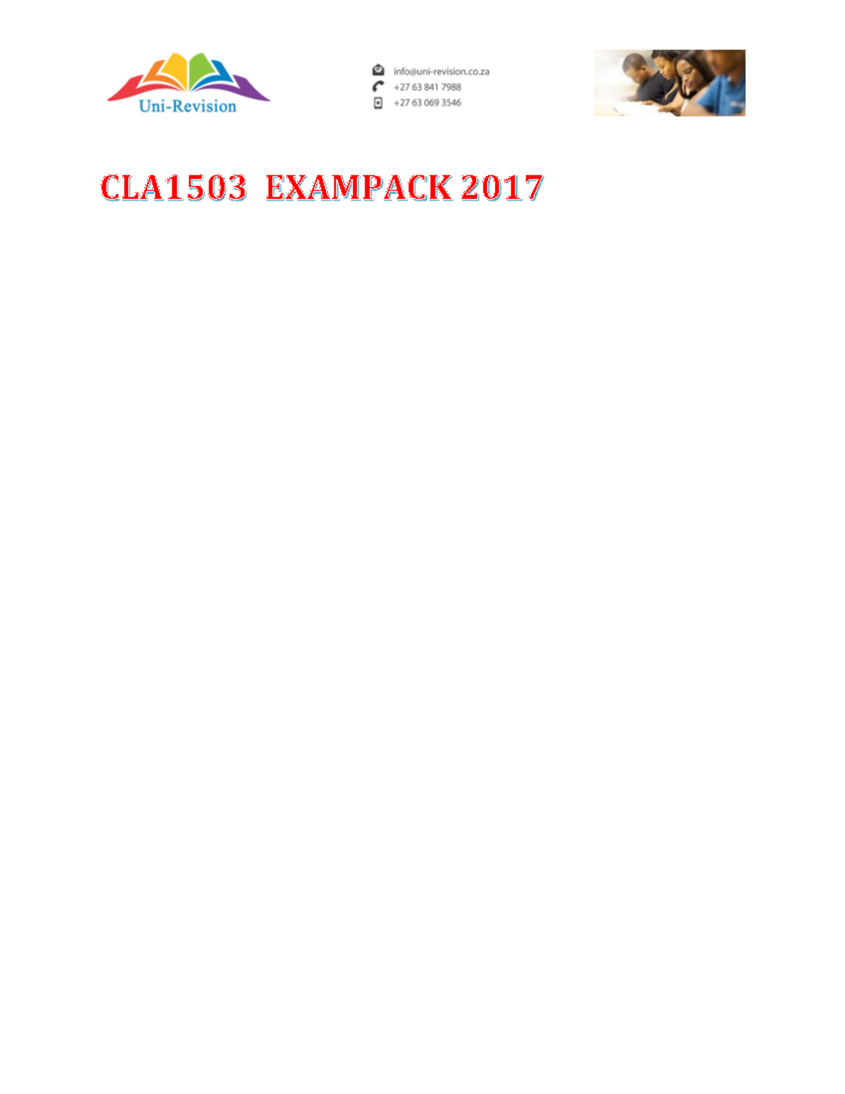 CLA1503 Exam Answers 2015 2016 - Nov 2016 4 section 2 of the 1996 ...