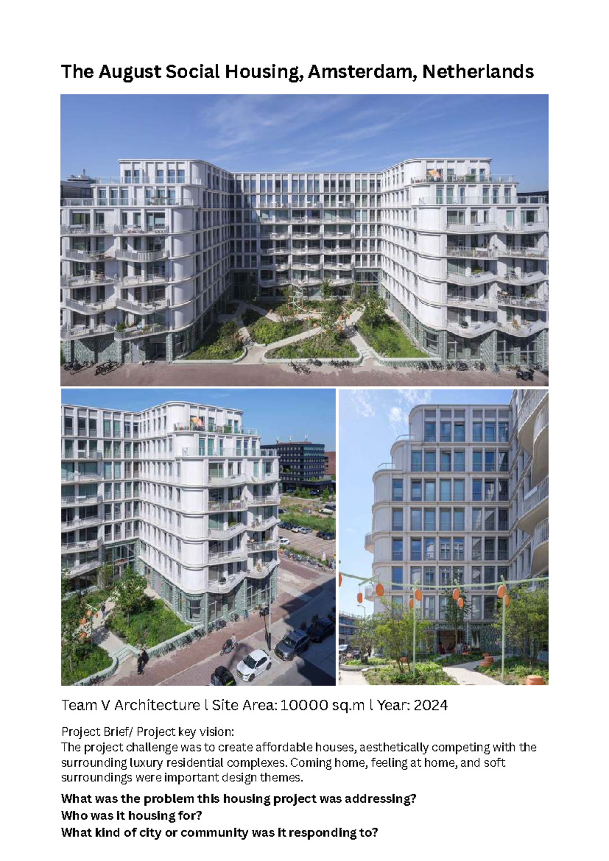 Housing Case Study 2026: Affordable Design in Amsterdam - Studocu