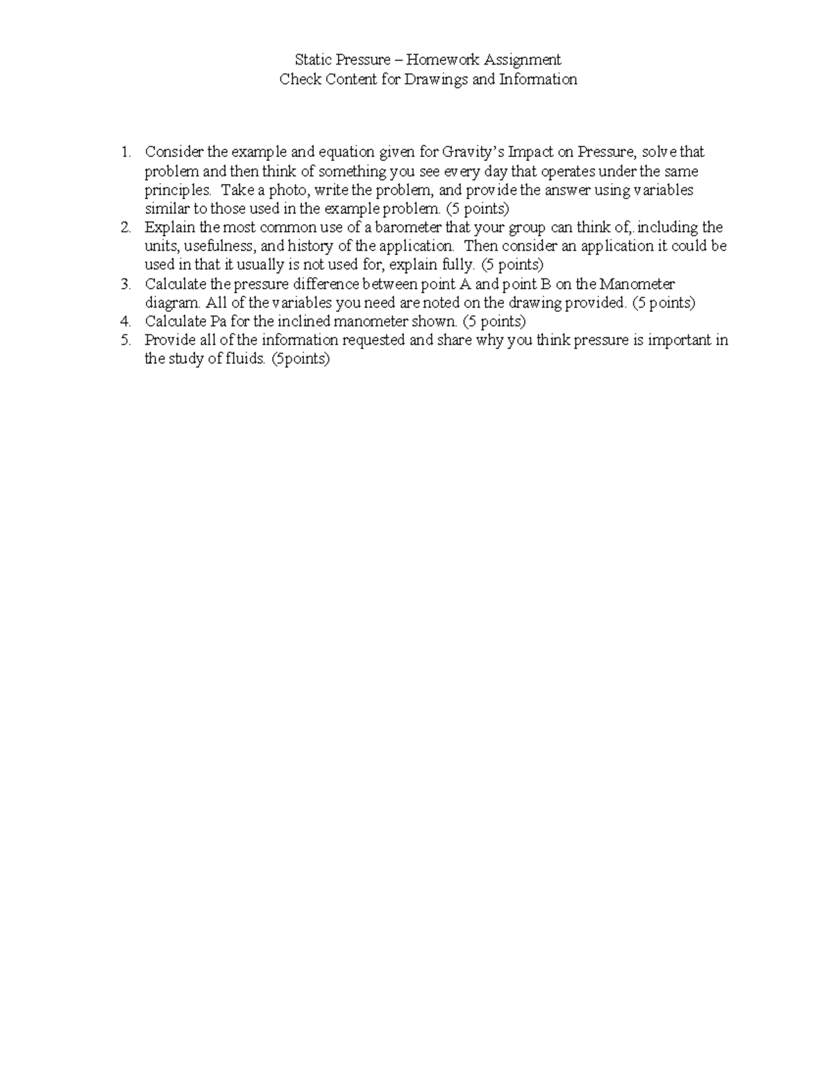 Week 4 Static Pressure Homework Assignment Overview - Studocu