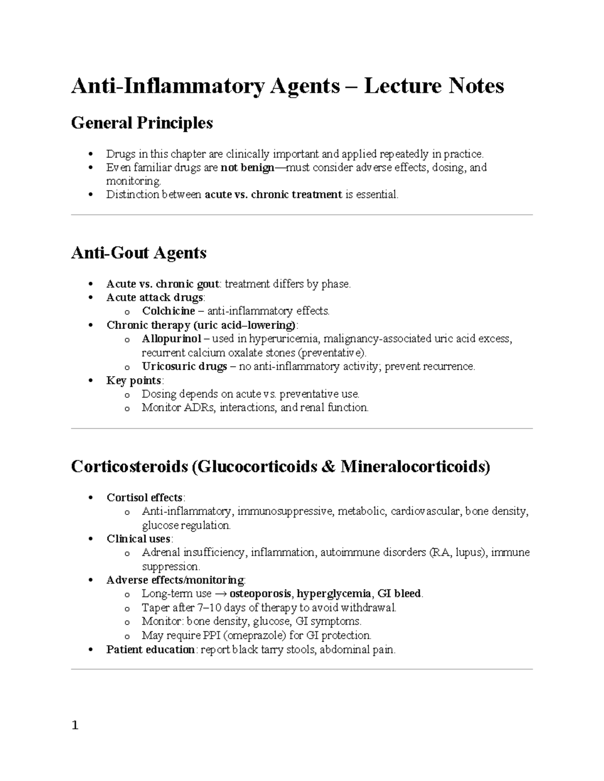Agents Lecture Notes: Anti-Inflammatory Drugs Overview - Studocu