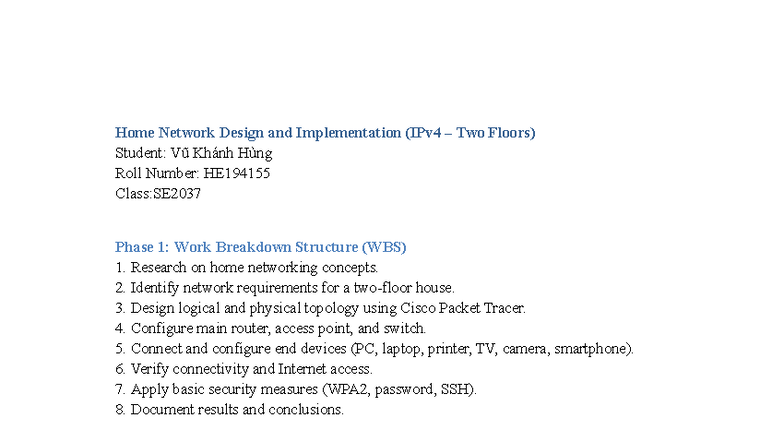 Home Network Design & Implementation (IPv4) - Project HE194155 - Studocu