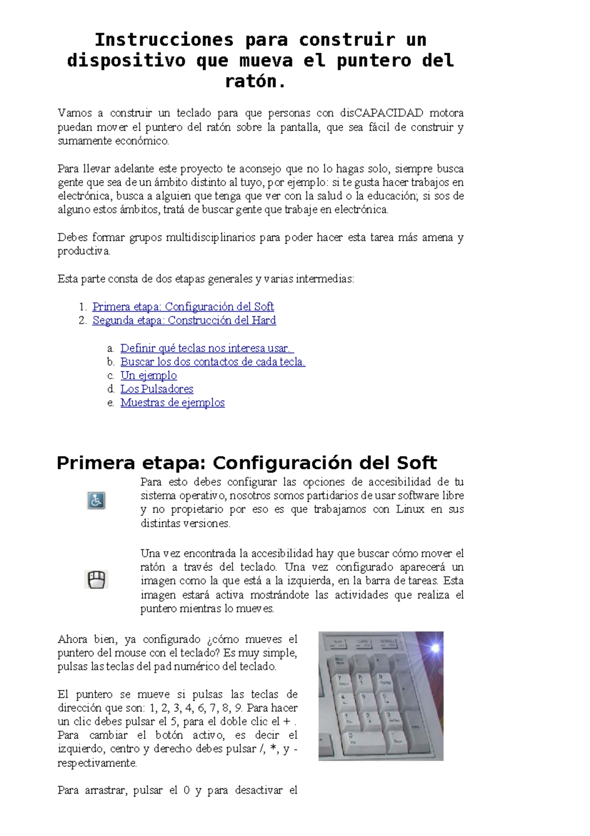Instrucciones para construir un dispositivo de control del mouse con ...