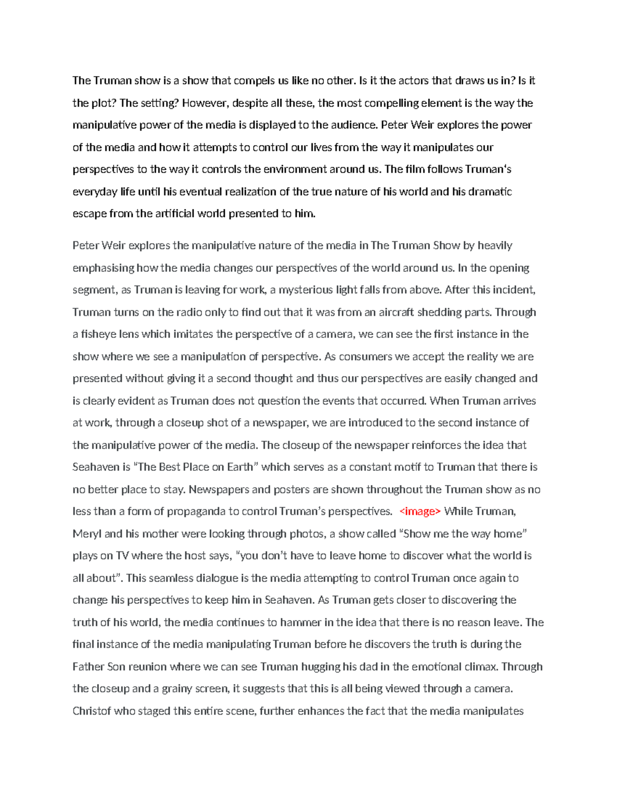 Truman Show Analysis: Media Manipulation in Peter Weir's Film - Studocu