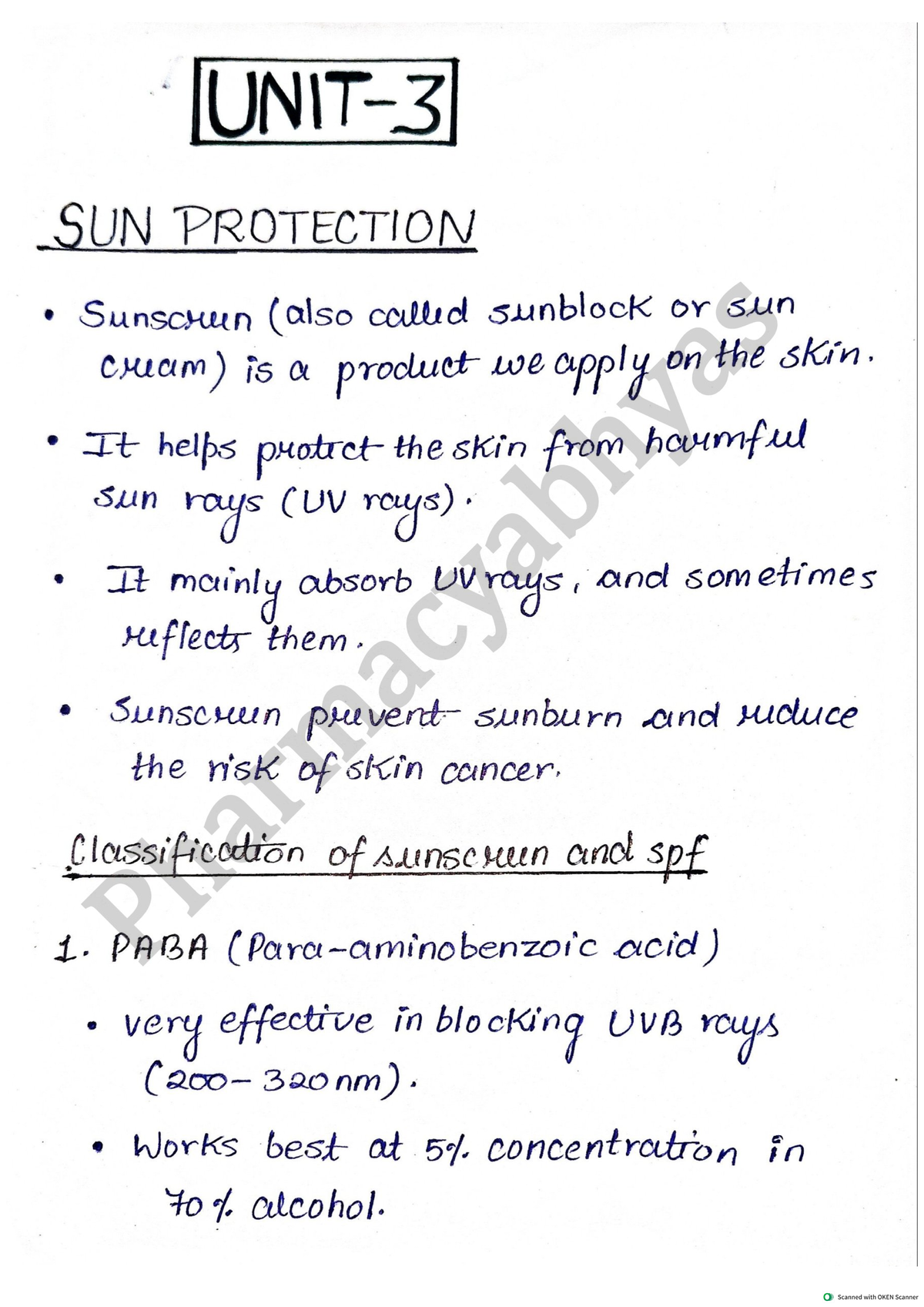 Unit 3: Sun Protection & Skincare Products - 8th Semester - Studocu