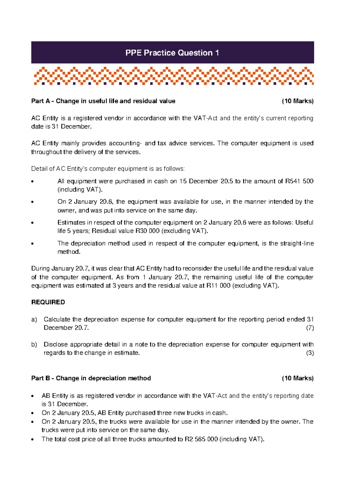 Unit 1 PPE PQ1 - PPE - PPE Practice Question 1 Part A - Change in ...