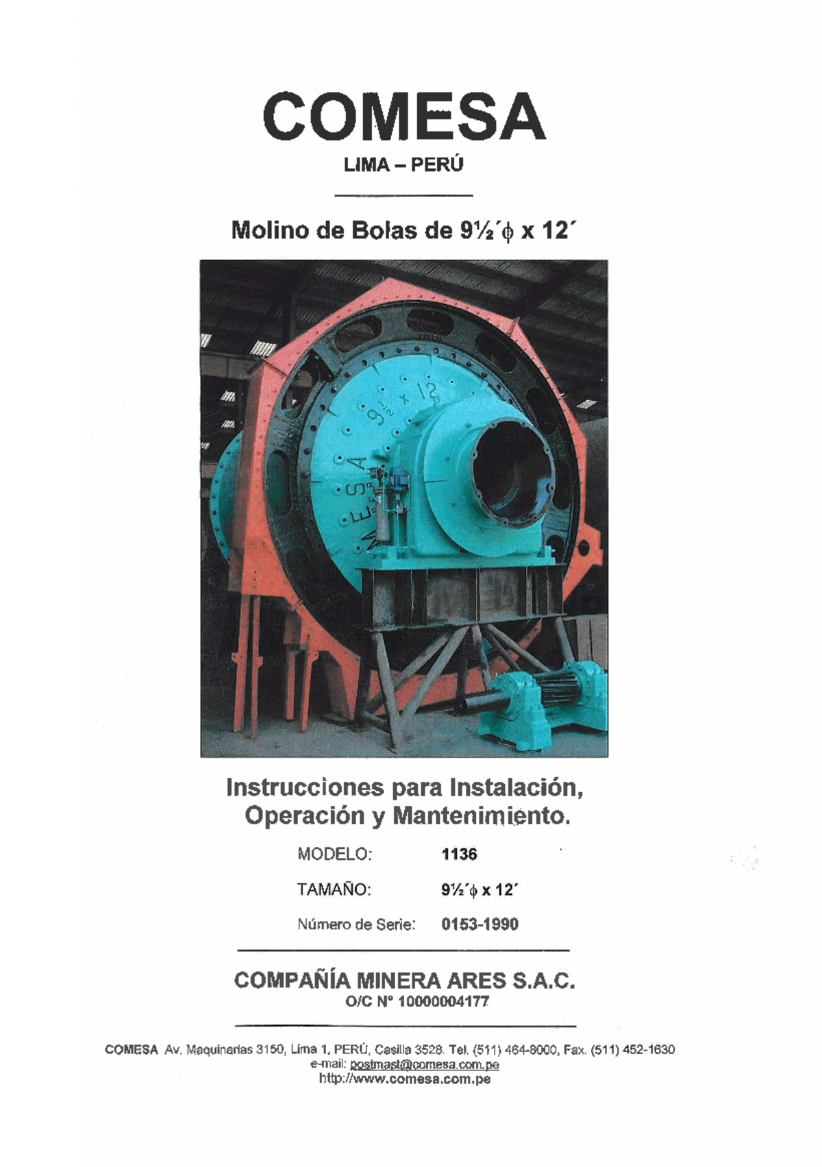 COMESA LIMA PERÚ: Instalación y Operación del Molino de Bolas - Studocu