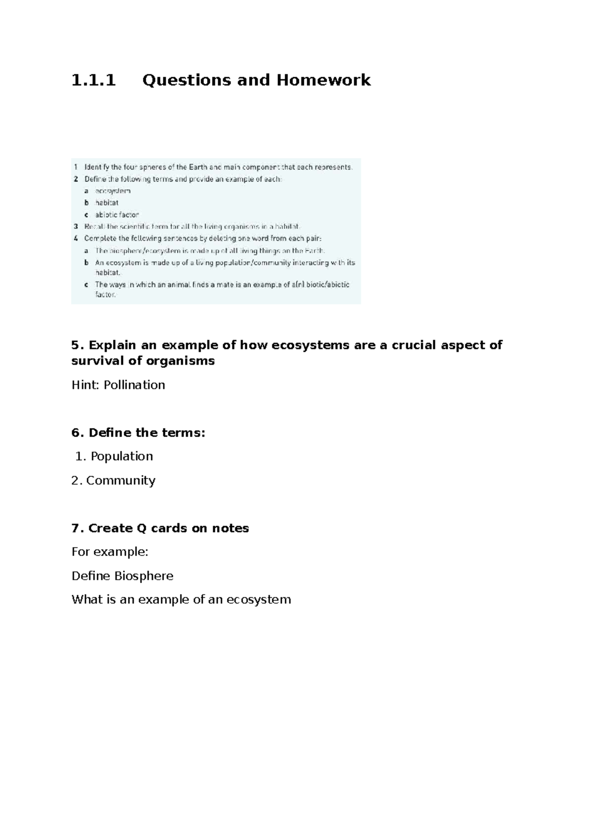 1.1.1 Questions - Info - 1.1 Questions and Homework 5. Explain an ...