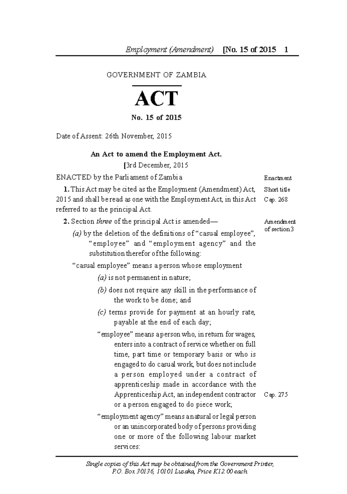 Employment (Amendment) Act No. 15 of 2015: Key Provisions Explained ...