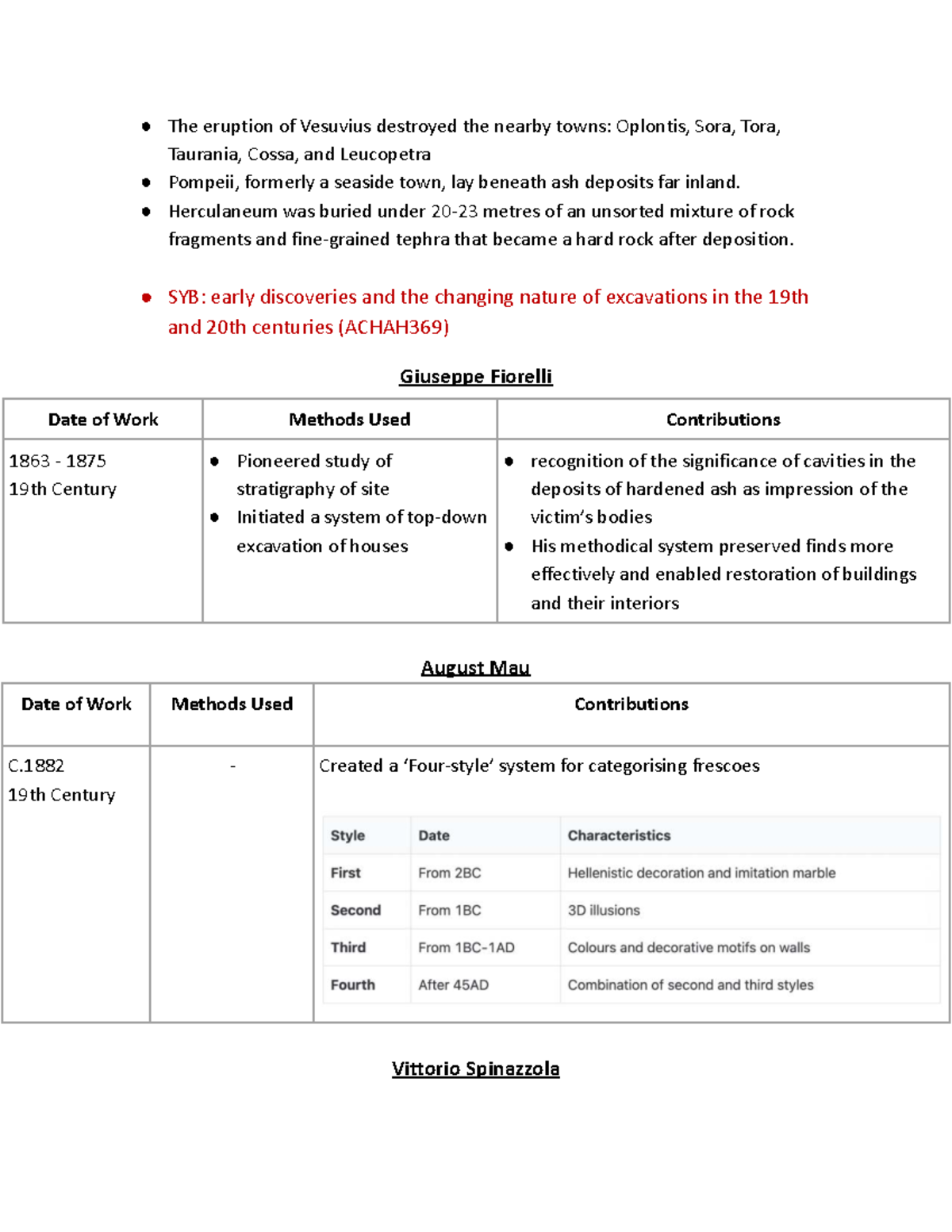 Pompeii Study Notes: Excavations & Artistic Representations (ACHAH369 ...