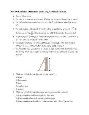Experiment A - PHYSICS PRACTICALS: SEMESTER 1 1 EXPERIMENT A AN EXERCISE IN ERROR CALCULATION ...
