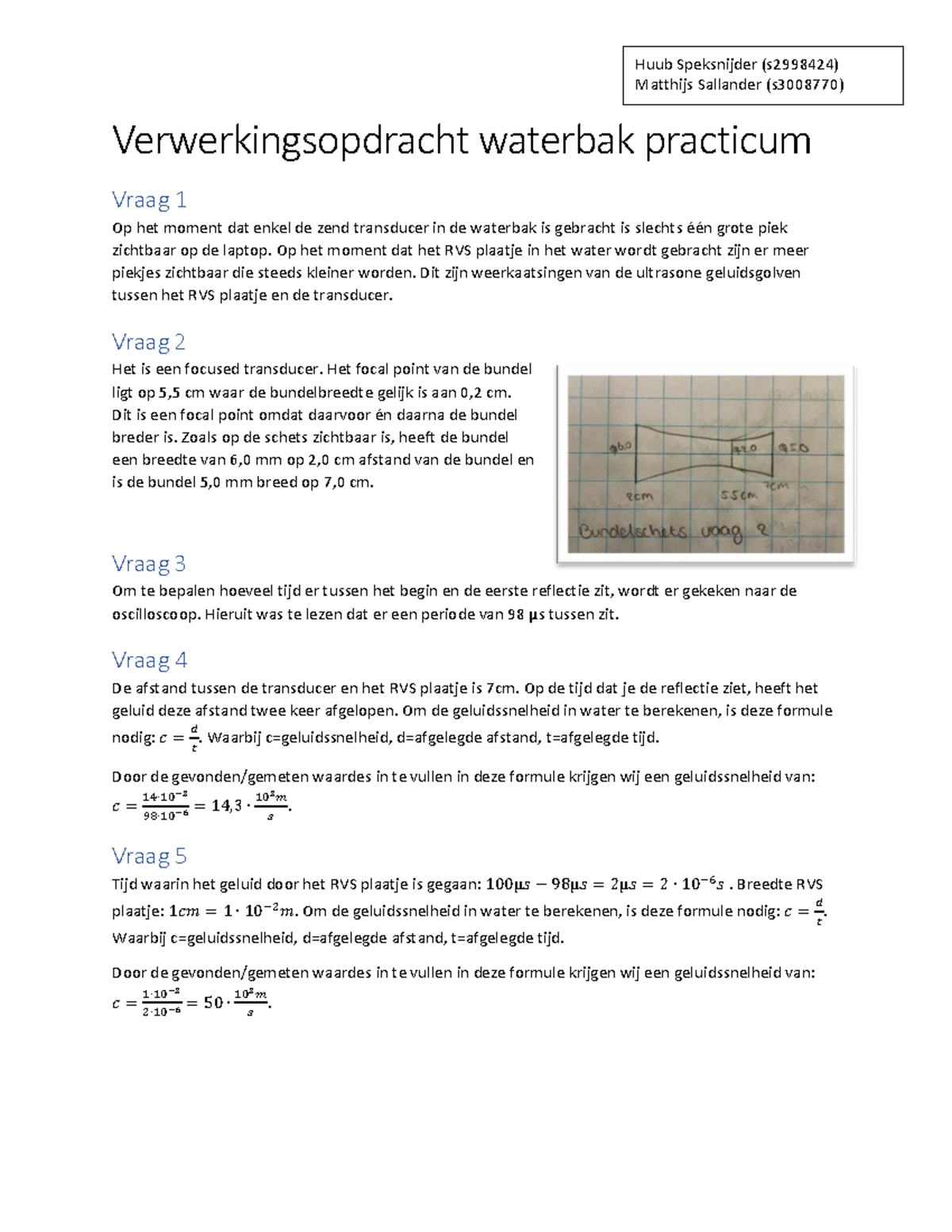Verwerkingsopdracht Waterbak Practicum - US - Studeersnel