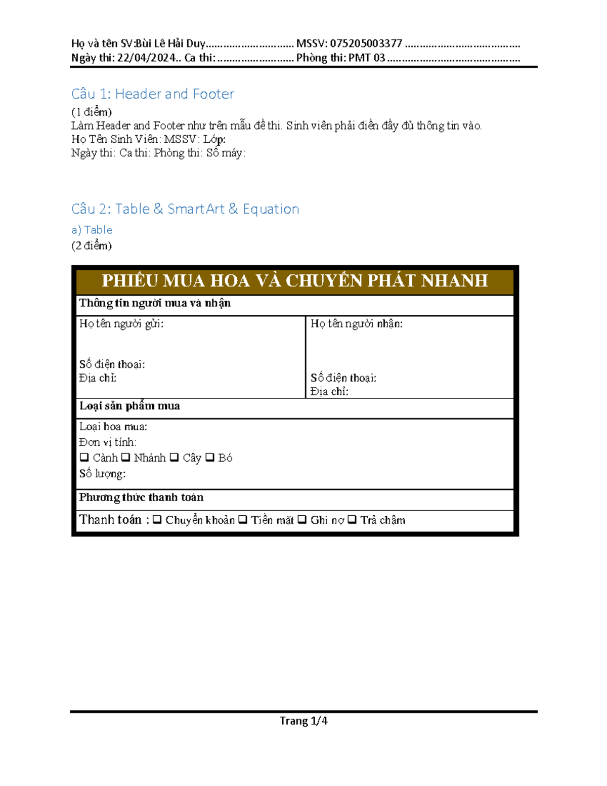 075205003377 Midterm Exam: Header, Table, SmartArt & Index Guide - Studocu