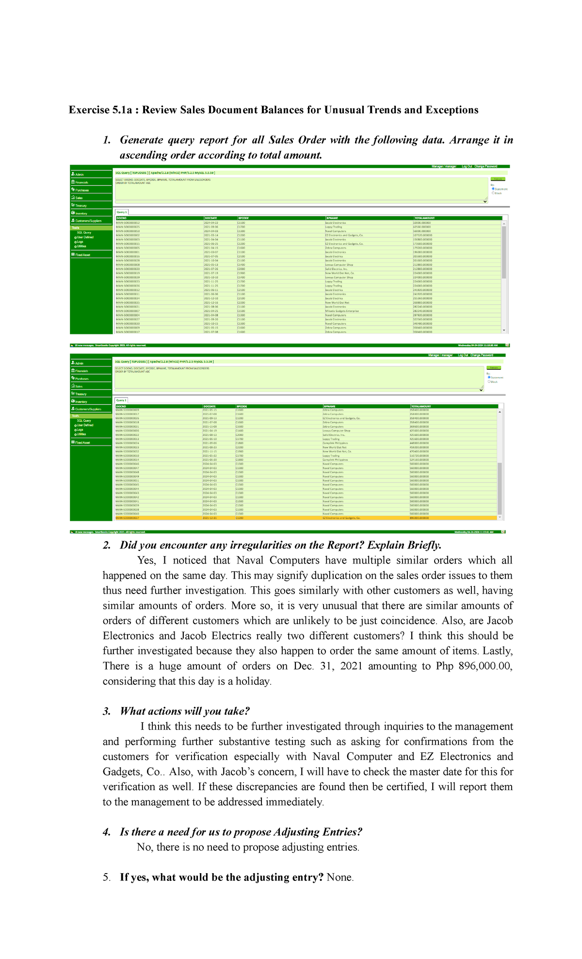 Smartbooks Exercises Guide - Review Sales Document Balances - Studocu