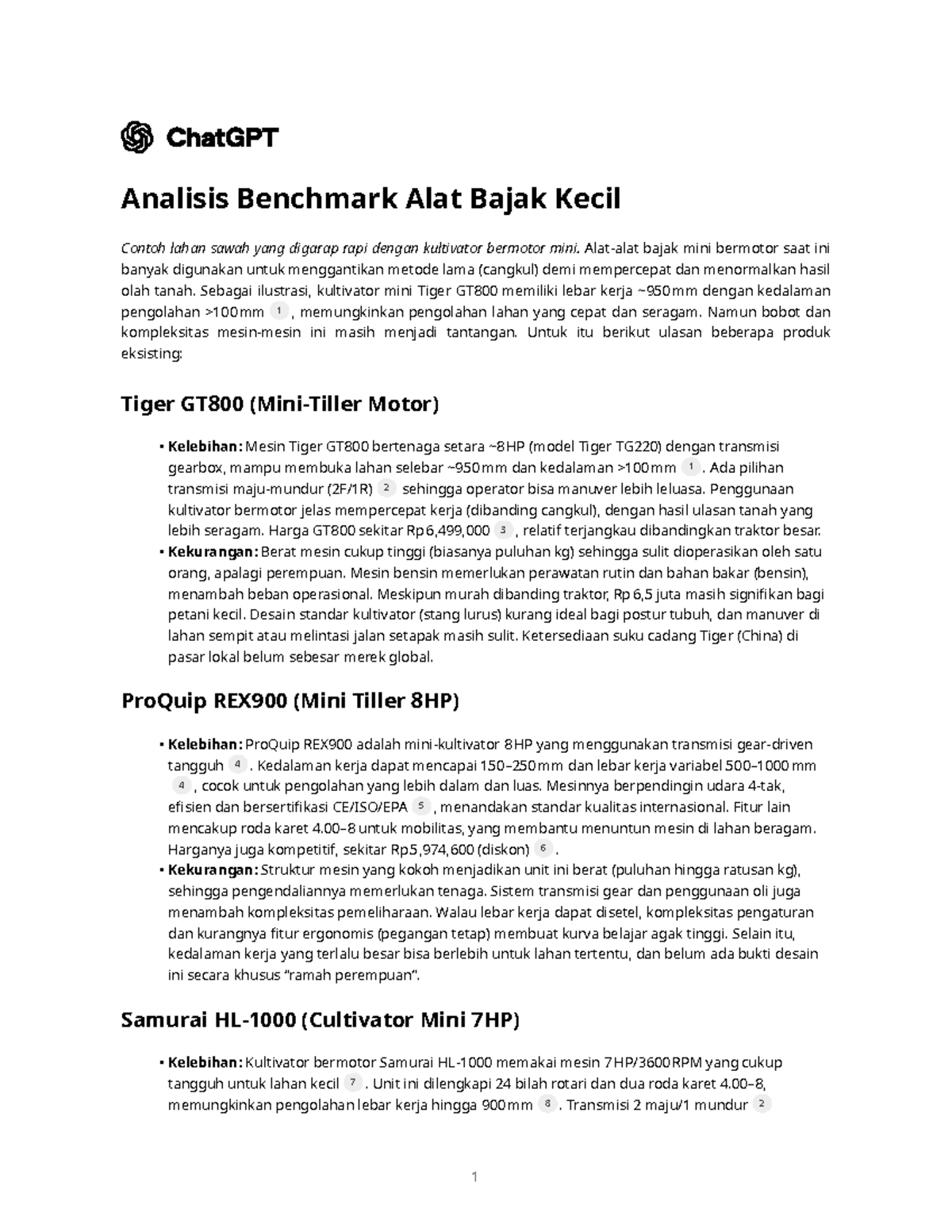 Analisis Benchmark Alat Bajak Kecil untuk Pertanian Mini - Studocu