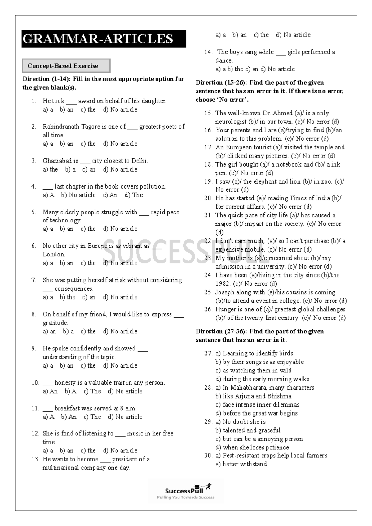 Articles - High Level Exercises for English Language Mastery - Studocu