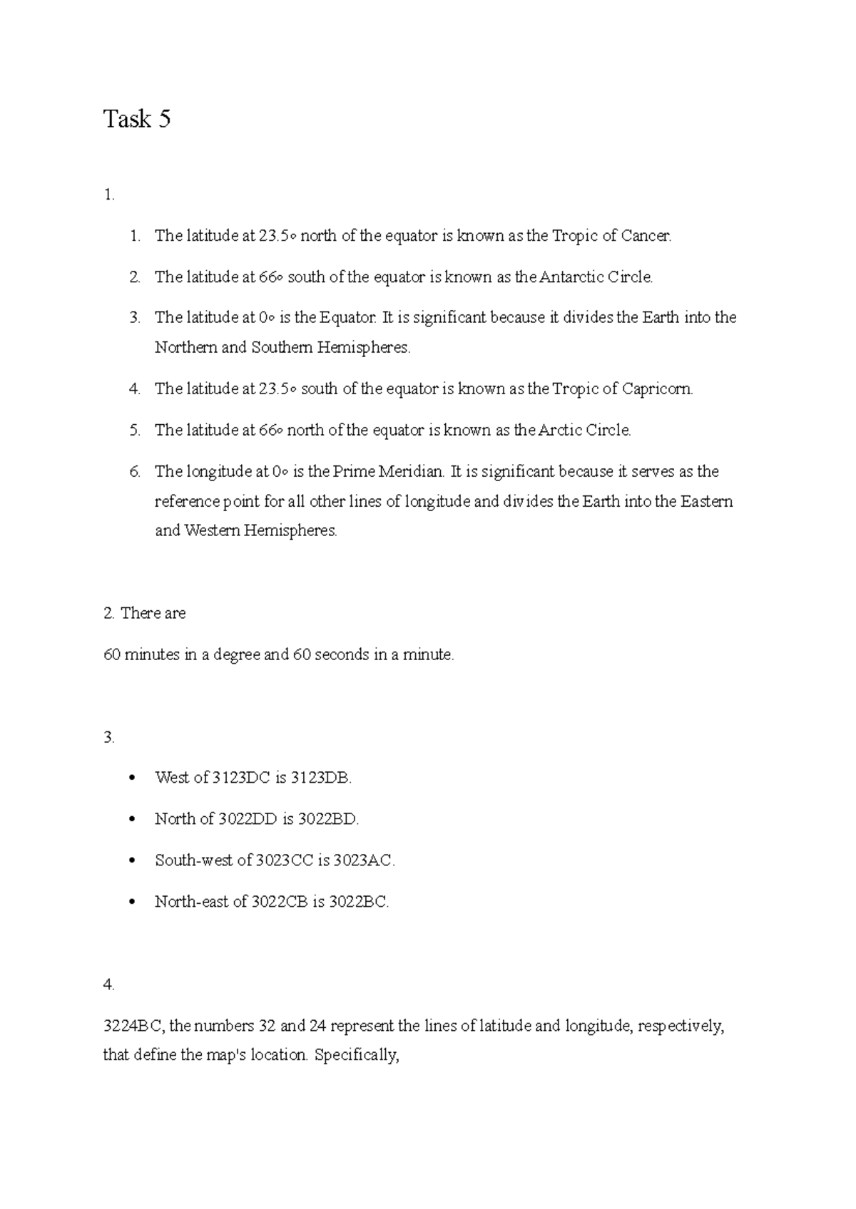 Geography Task 5: Understanding Latitude and Longitude Concepts - Studocu
