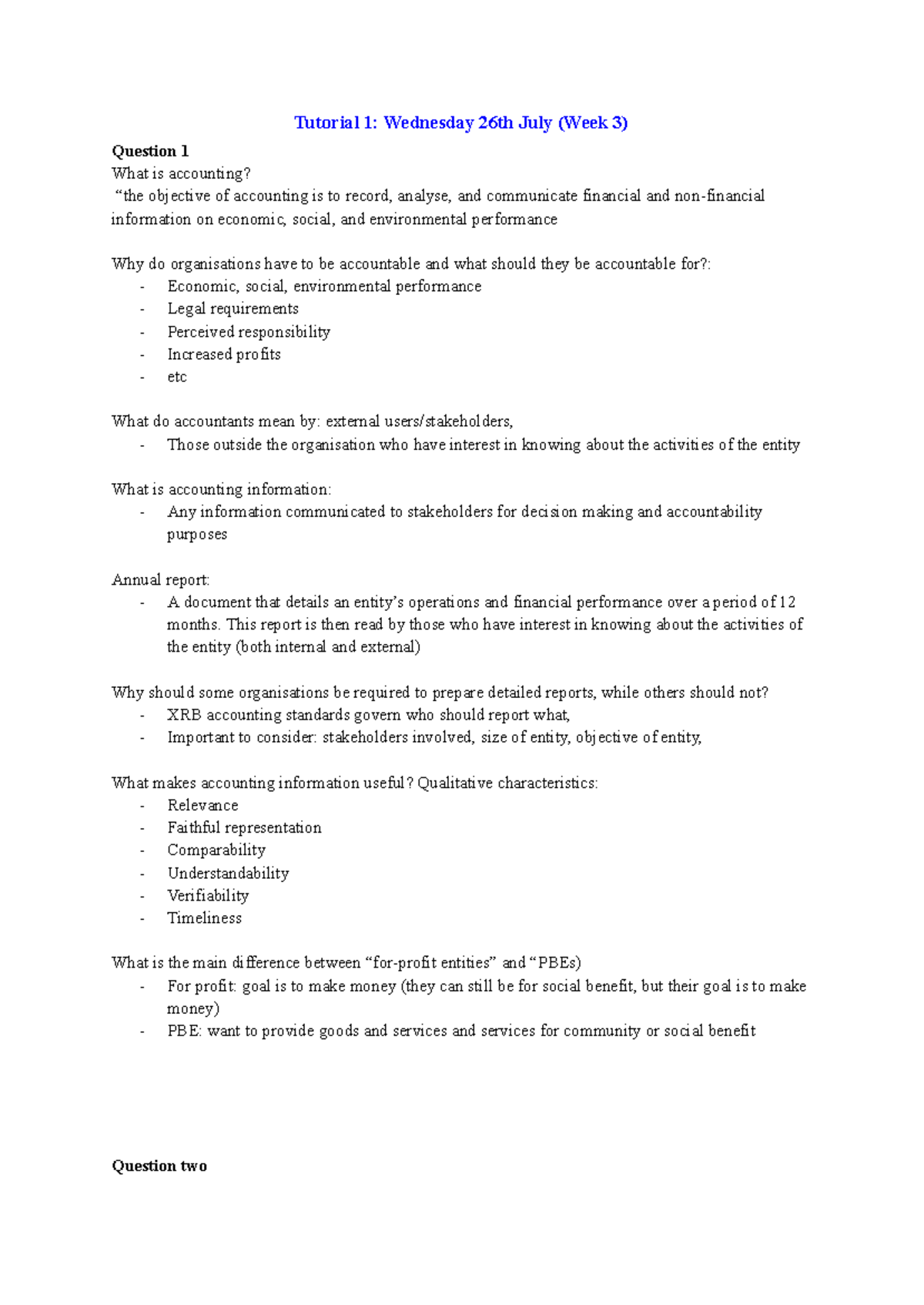 ACCY130 Tutorial Notes: Understanding Accounting Principles and ...