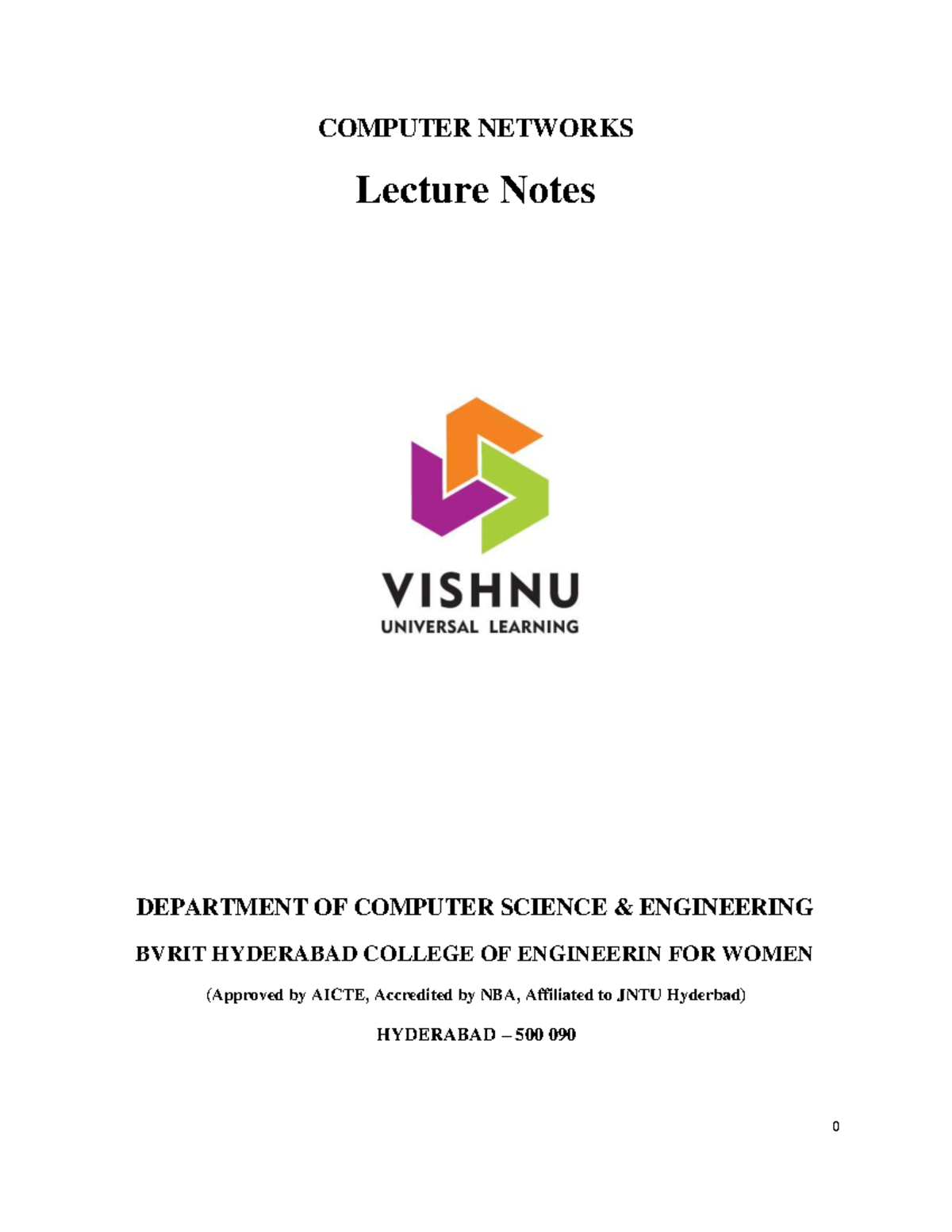 Unit 2 Lecture Notes - COMPUTER NETWORKS Lecture Notes DEPARTMENT OF ...