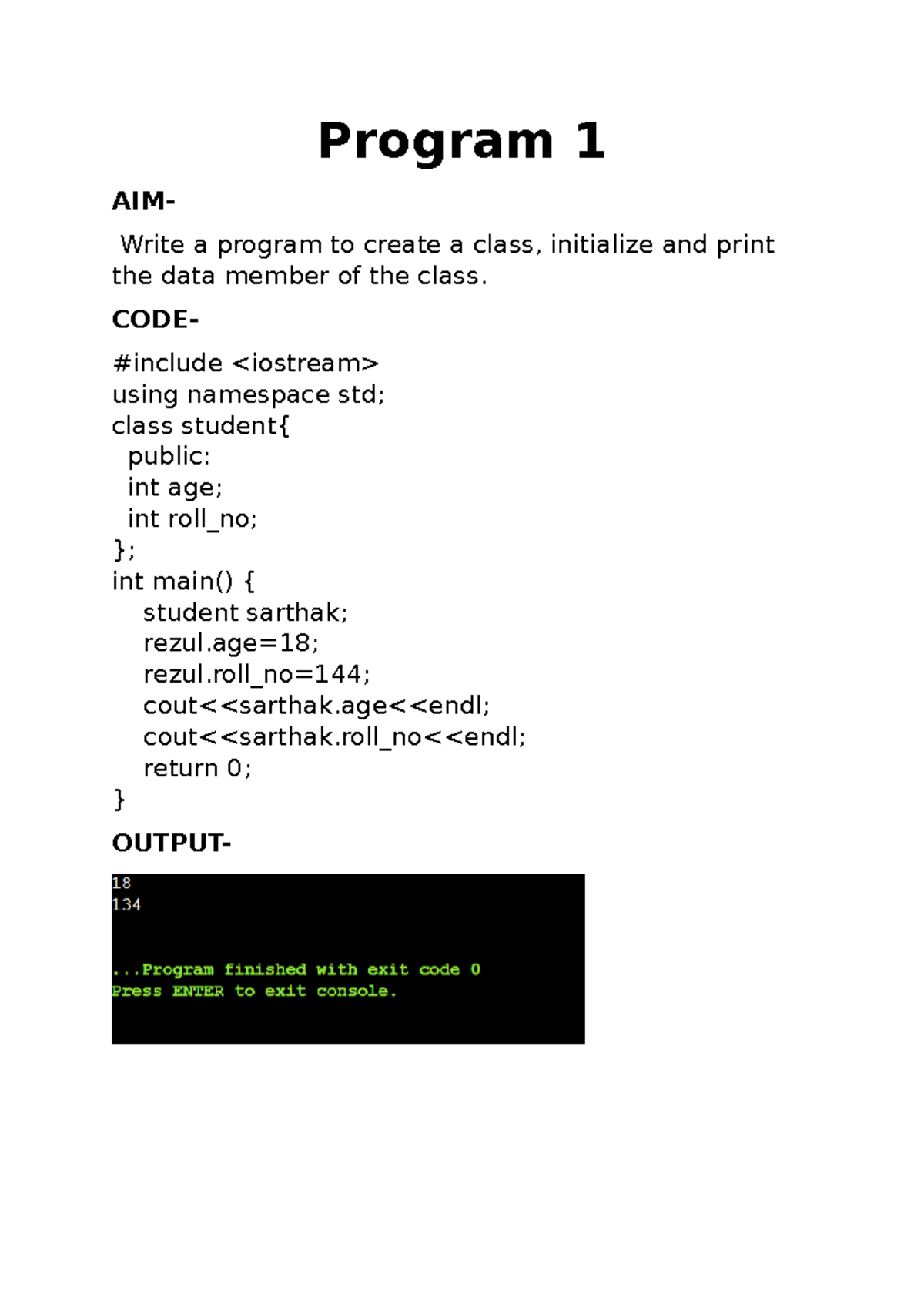 OOPS Concepts and C++ Programs - CS101 Final Exam Notes - Studocu