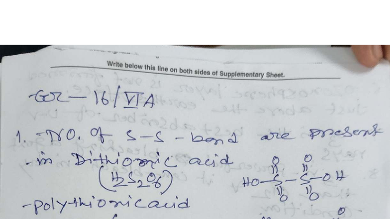Grp 16 - Chemistry Notes: Supplementary Sheet Insights - Studocu