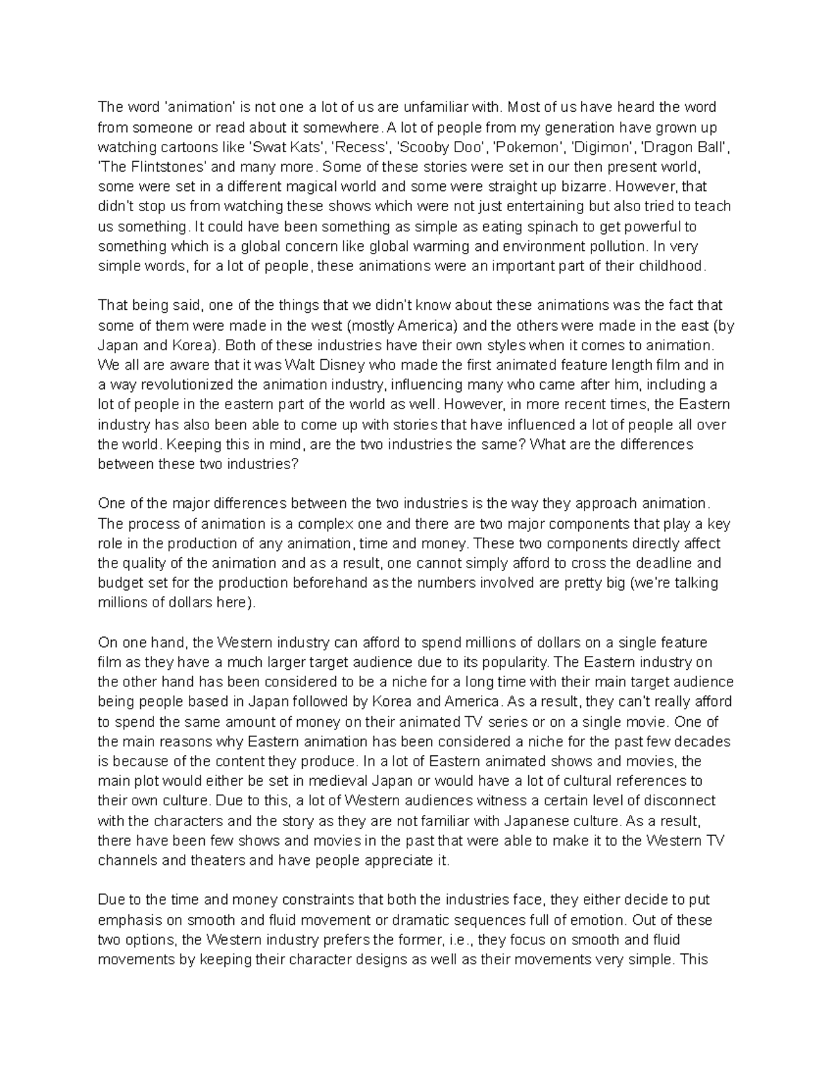 Comparison of Western and Eastern Animation Industry - The word ...