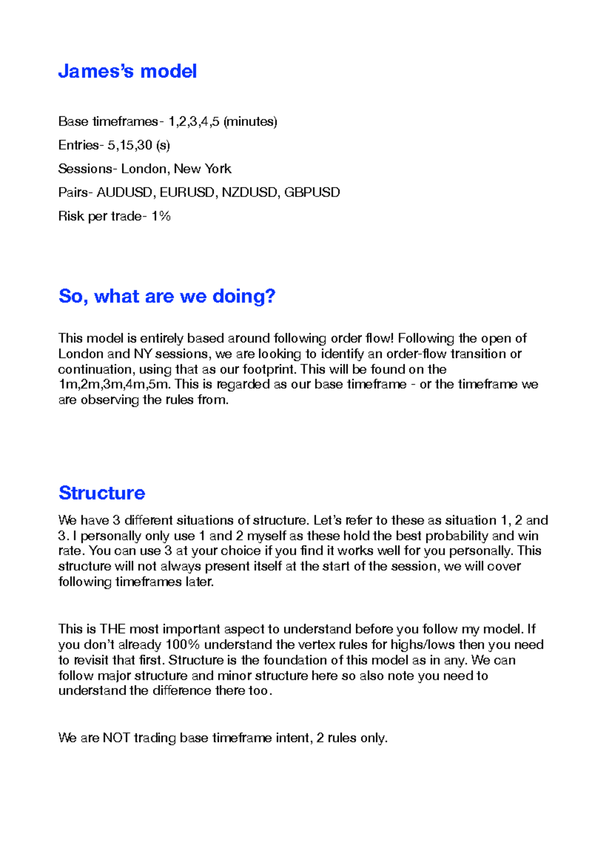 02-Jamess Scalp Model: Understanding Order Flow & Structure - Studocu