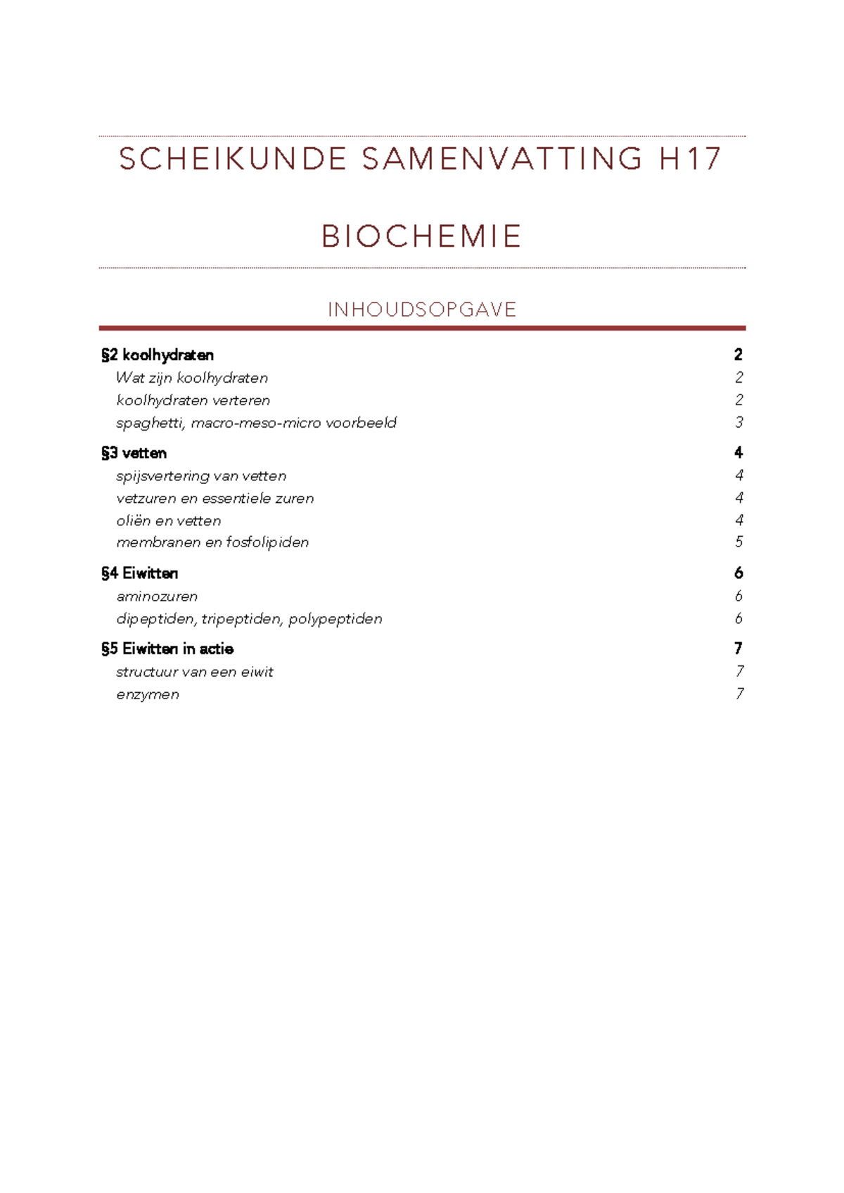 Samenvatting H17 biochemie - Warning: TT: undefined function: 32 BIOCHEMIE - SCHEIKUNDE ...