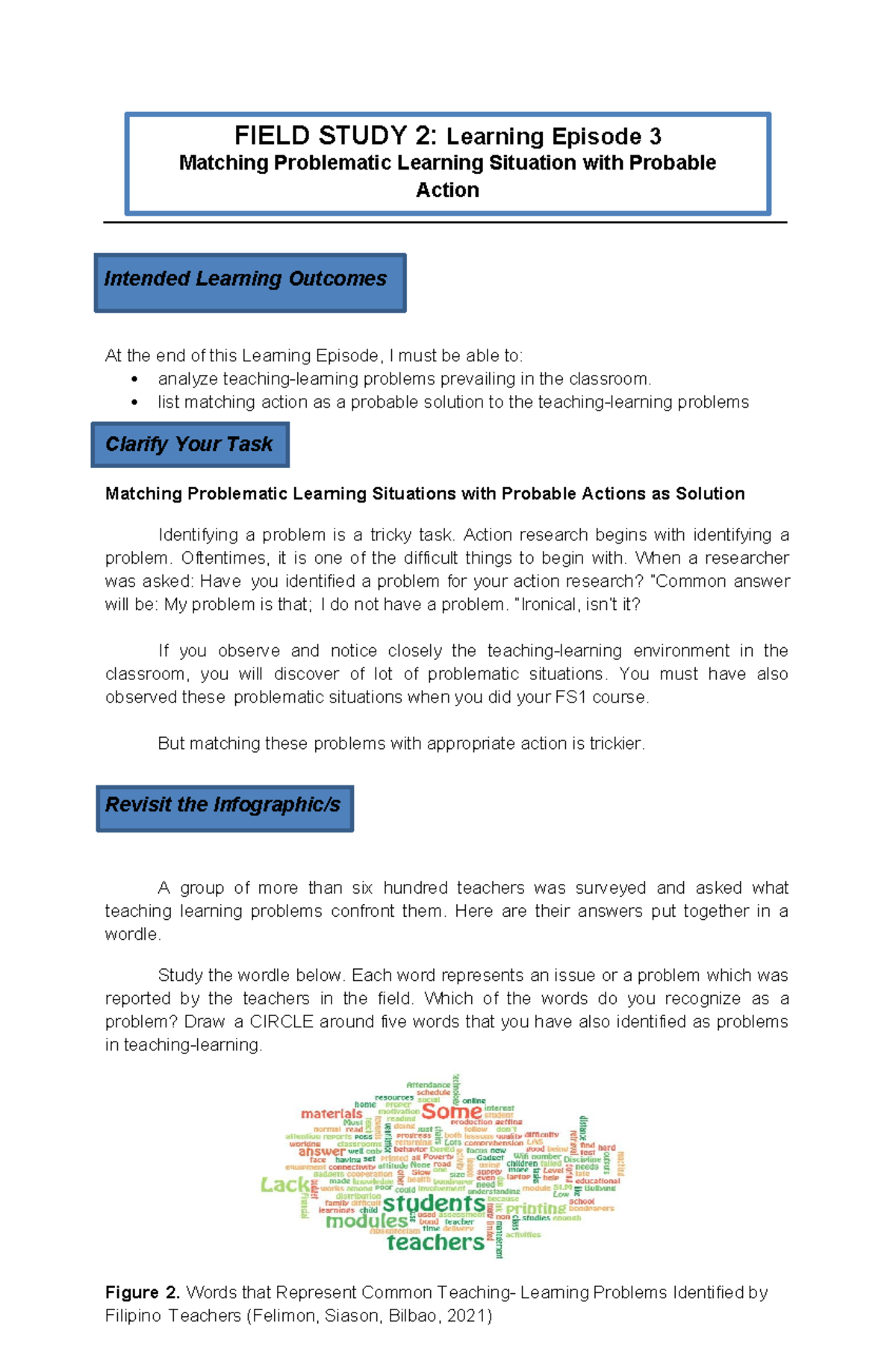 Learning Episode 3: Analyzing and Matching Teaching-Learning Problems ...