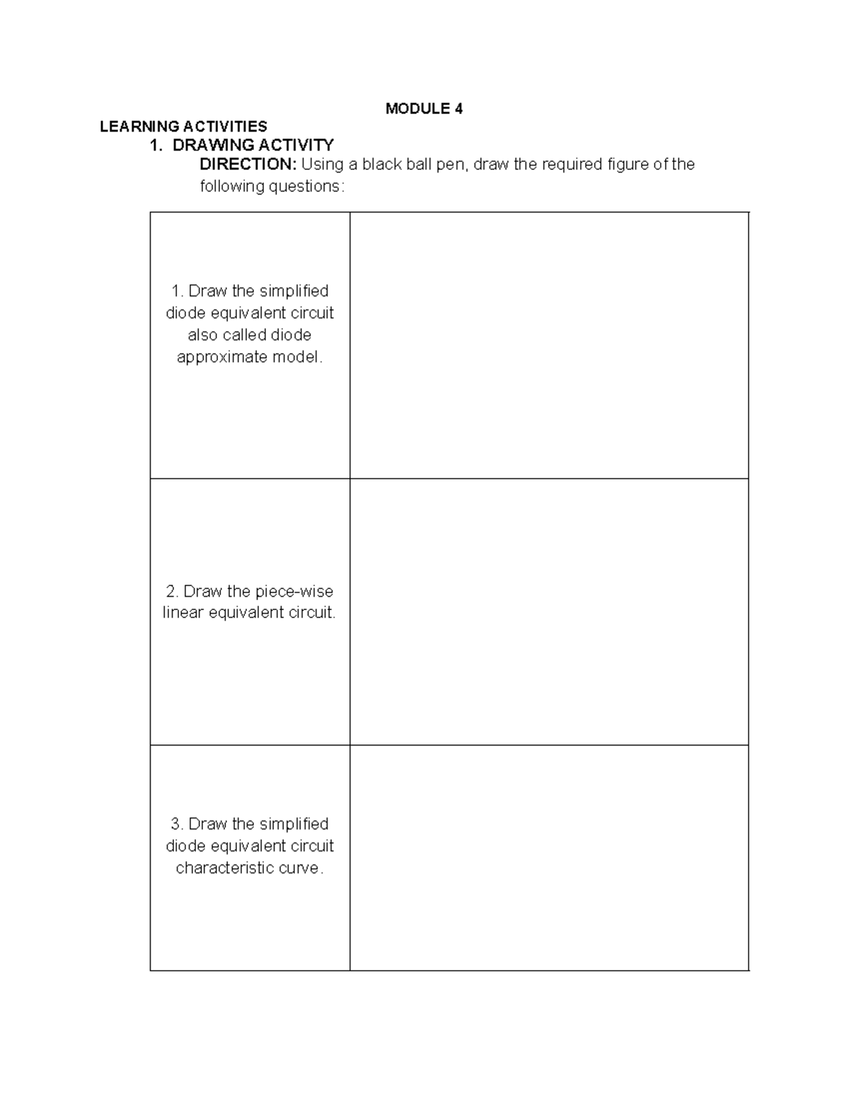 Electronics Device and Circuits (Module 4): Learning Activities ...