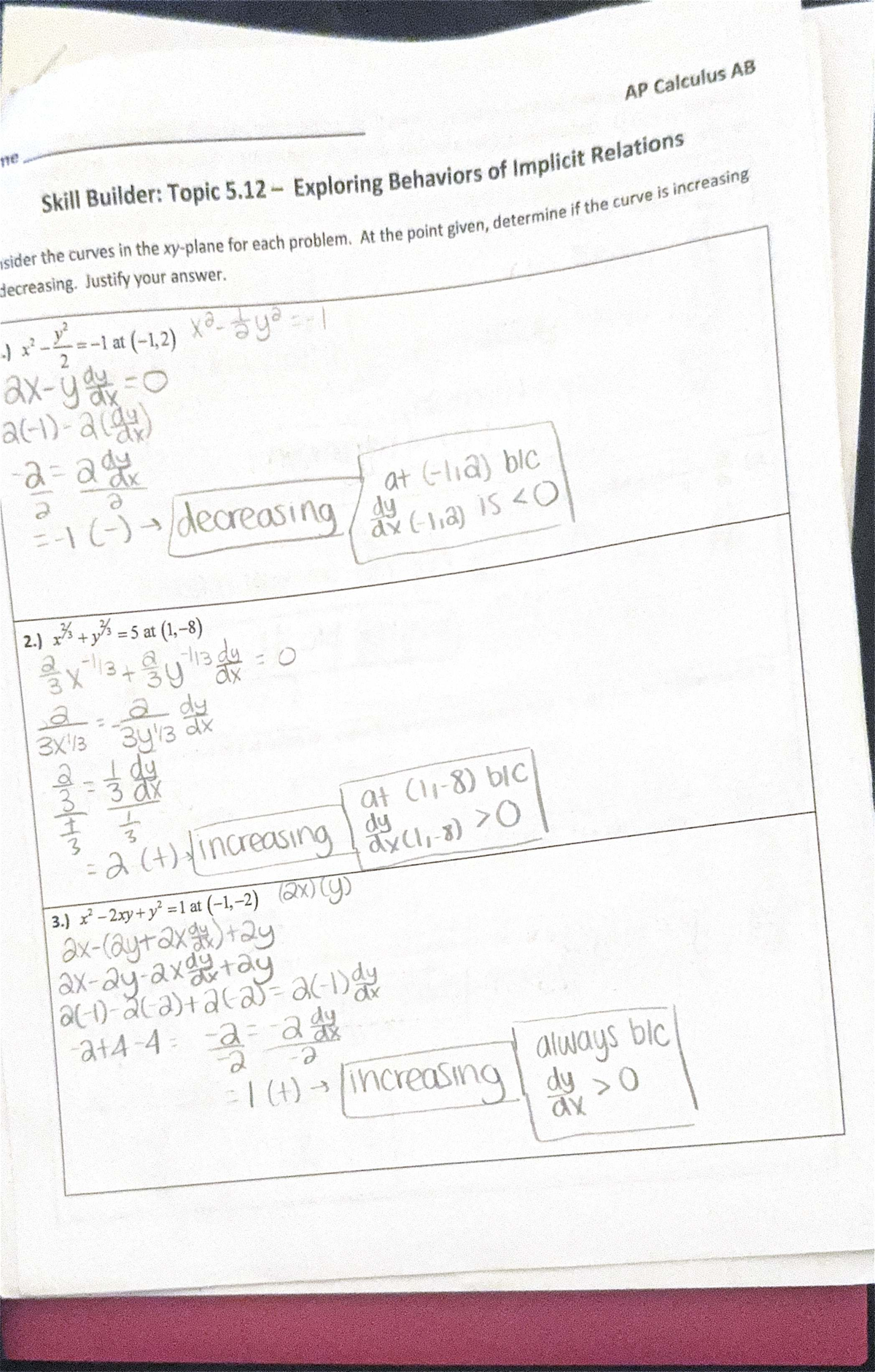 AP Calculus AB Study Guide: Implicit Relations & Behavior Analysis ...