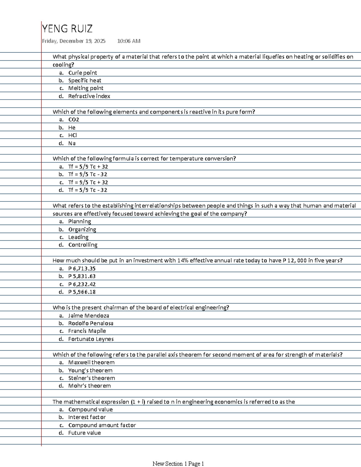 Engineering Sciences and Allied Subjects Quiz - 05 ESAS - Studocu