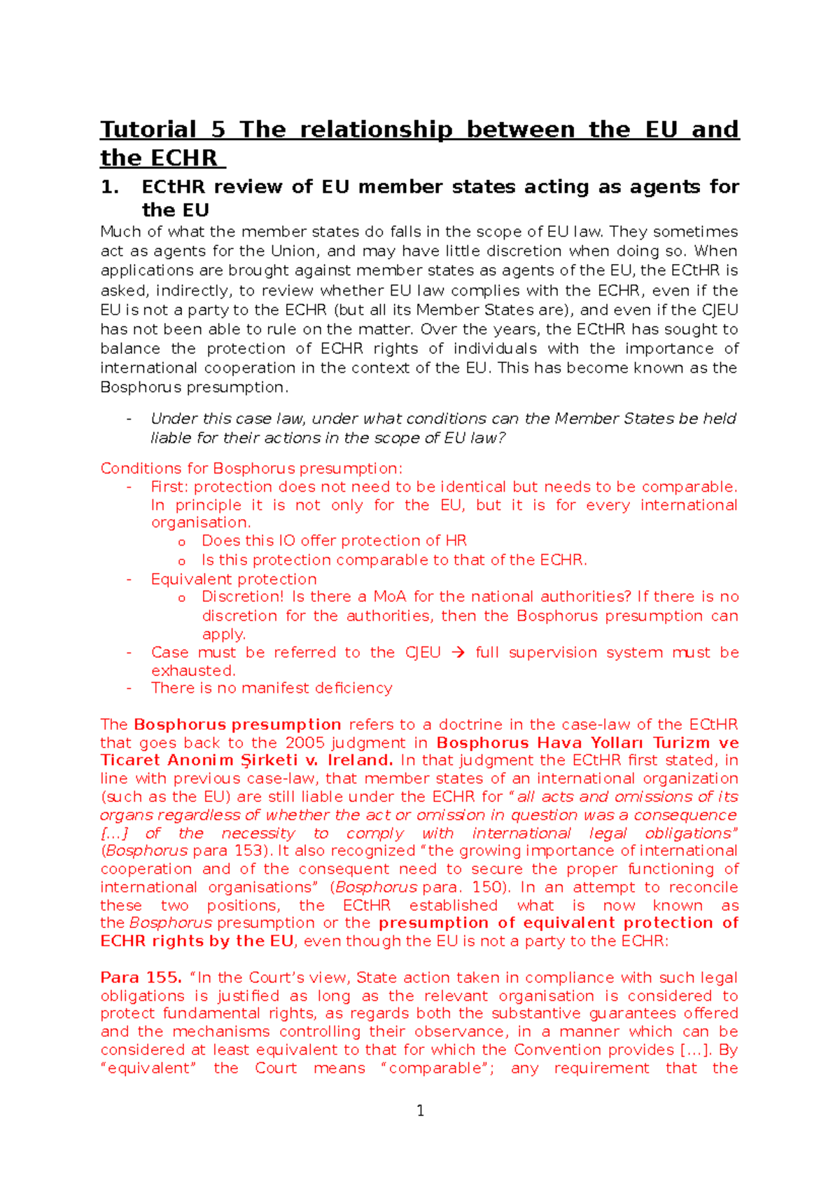 EU Law and ECHR: Understanding the Bosphorus Presumption in Case Law ...